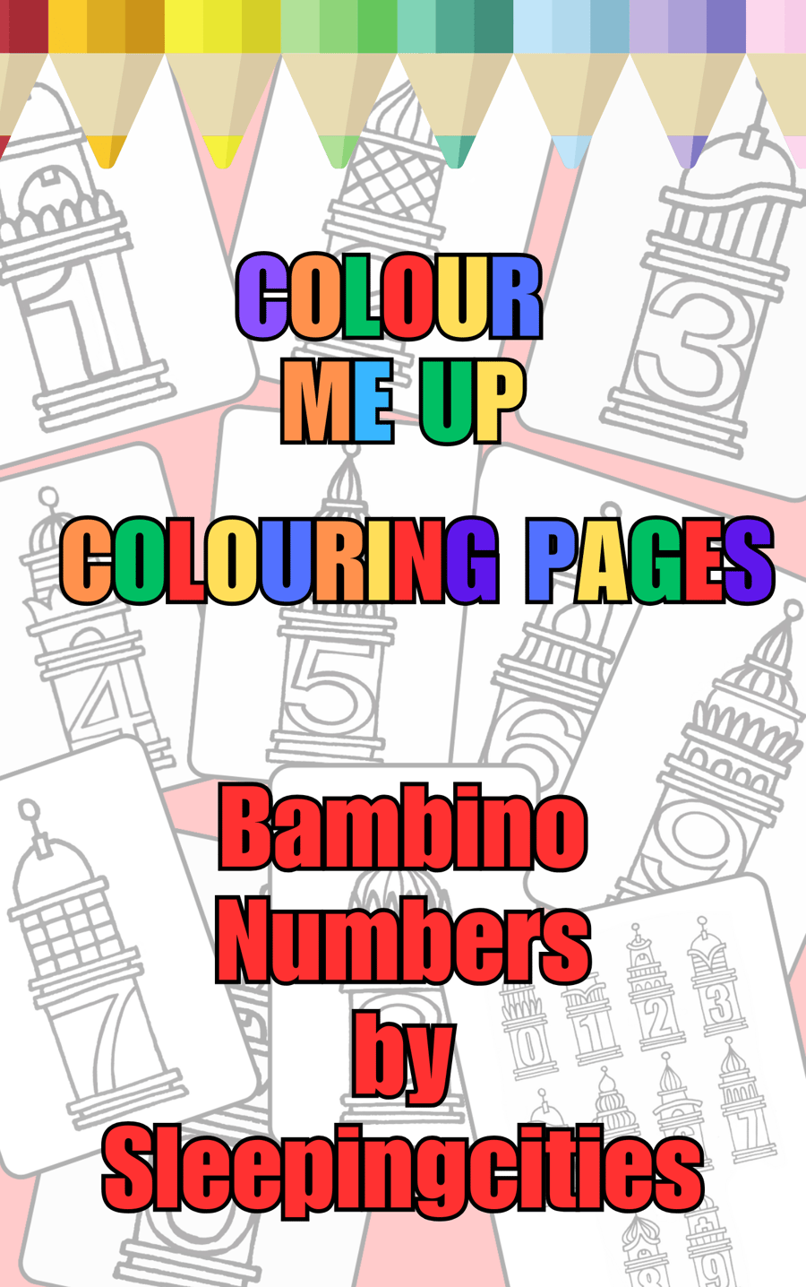 Colour Me Up Colouring Pages - Bambino Numbers ... - Folksy