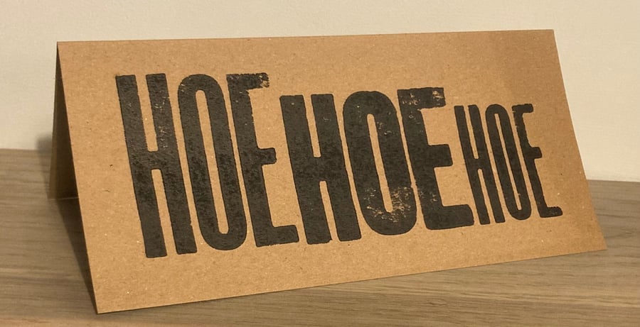 'Hoe Hoe Hoe' Christmas card, black ink on brow... - Folksy