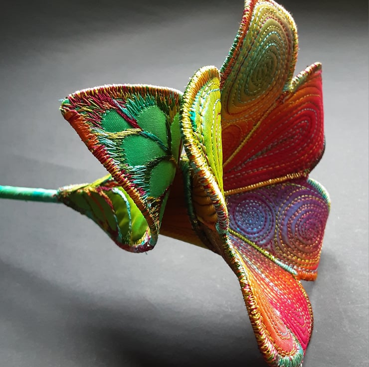 Rainbow Textile Art Flower - Folksy