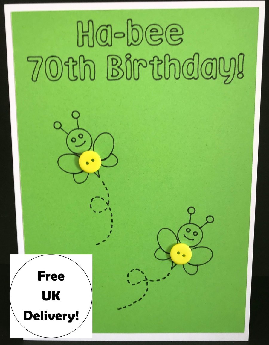 Ha-Bee Birthday - Personalised Card - Folksy