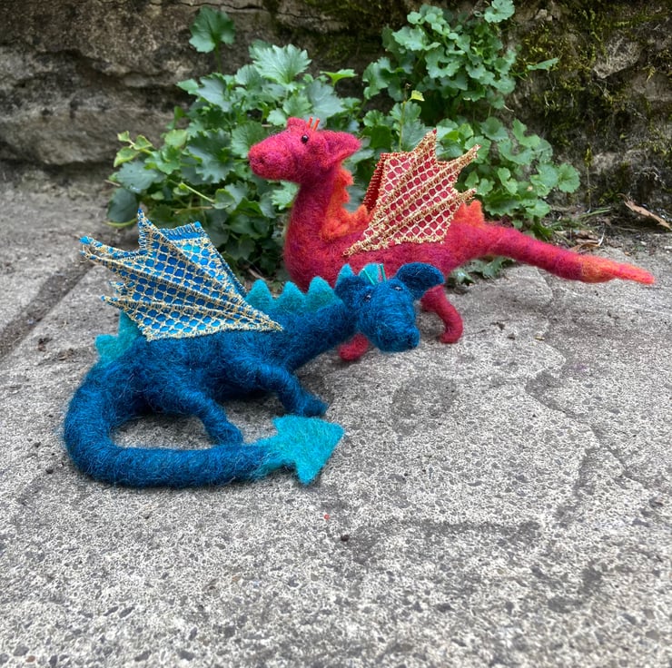 Small needle felted red dragon - Folksy