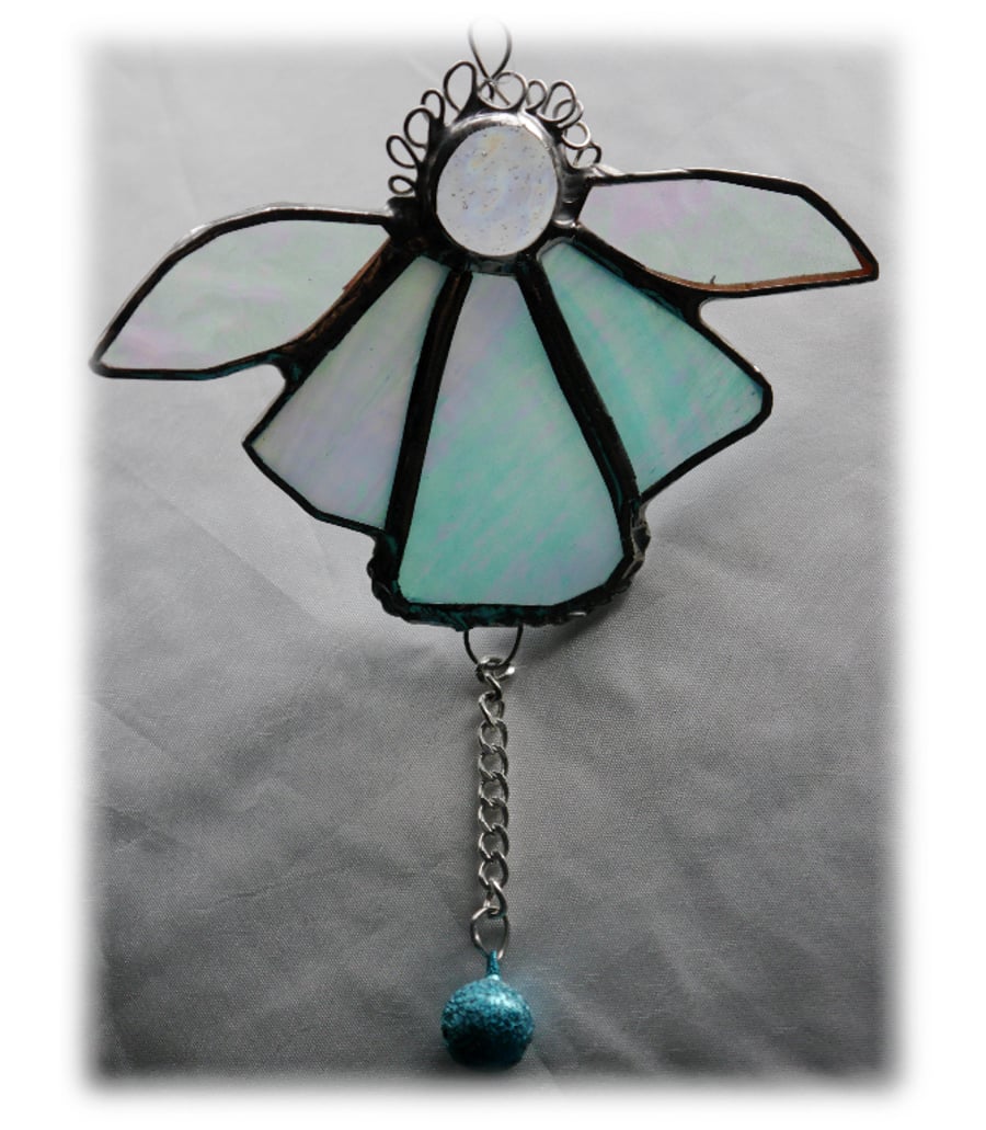 Angel Bell Suncatcher Stained Glass Turquoise - Folksy