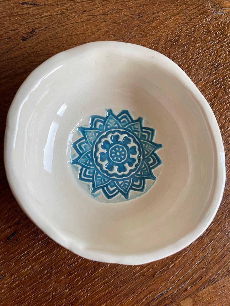 Mandala embossed small bowl - Folksy