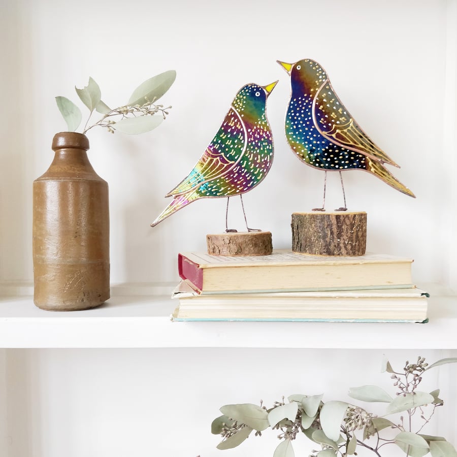 Starling Glass Sculpture (copper edition) - Folksy
