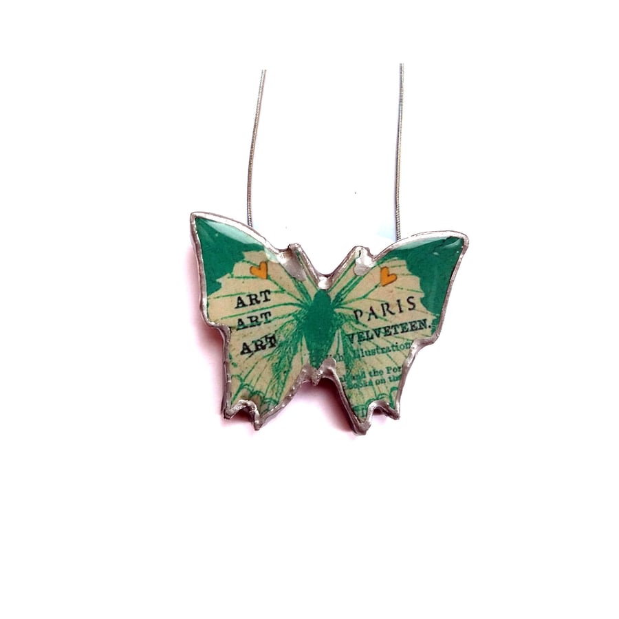 Beautiful Turquoise Art Paris Butterfly resin n... - Folksy