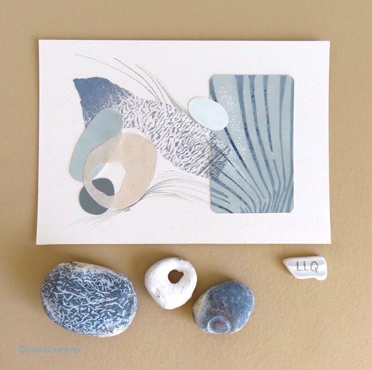 A subtly coloured mixed media collage depicting... - Folksy