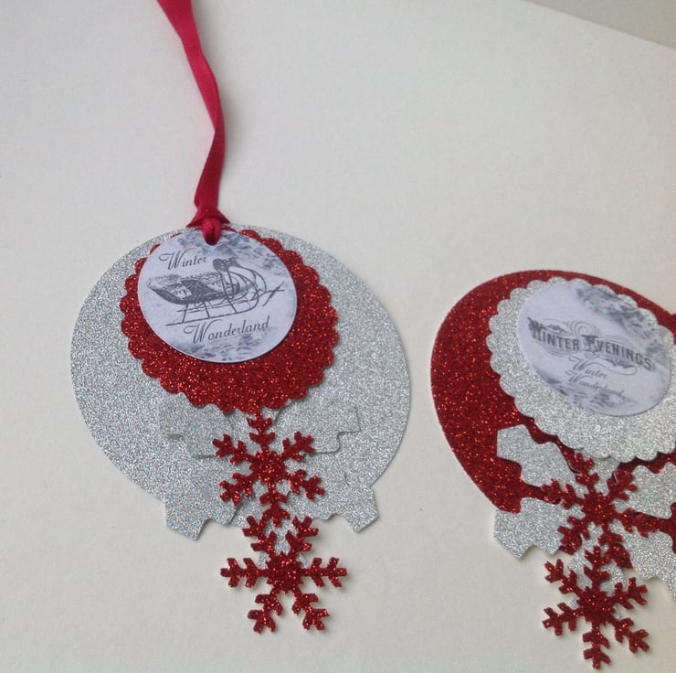 Christmas Bauble Gift Tags, Two Large Bauble, S... - Folksy