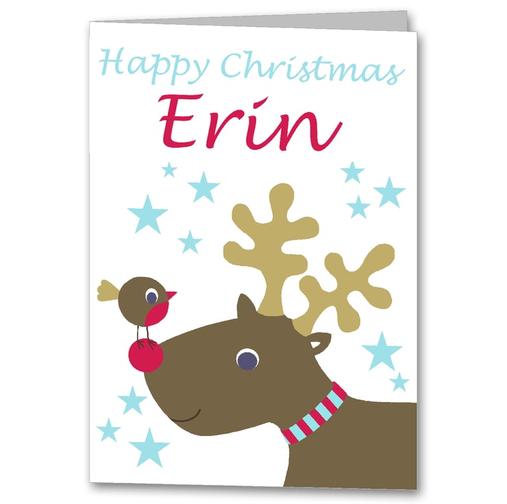 Personalised Reindeer Christmas Card. - Folksy