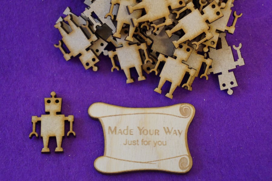 MDF Robot 3cm - 40 x Laser cut wooden shape - Folksy