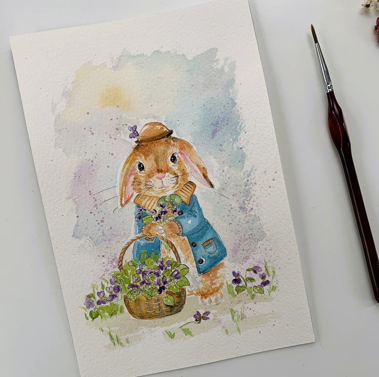 February Bunny - Bunny art - Children's room decor - Folksy