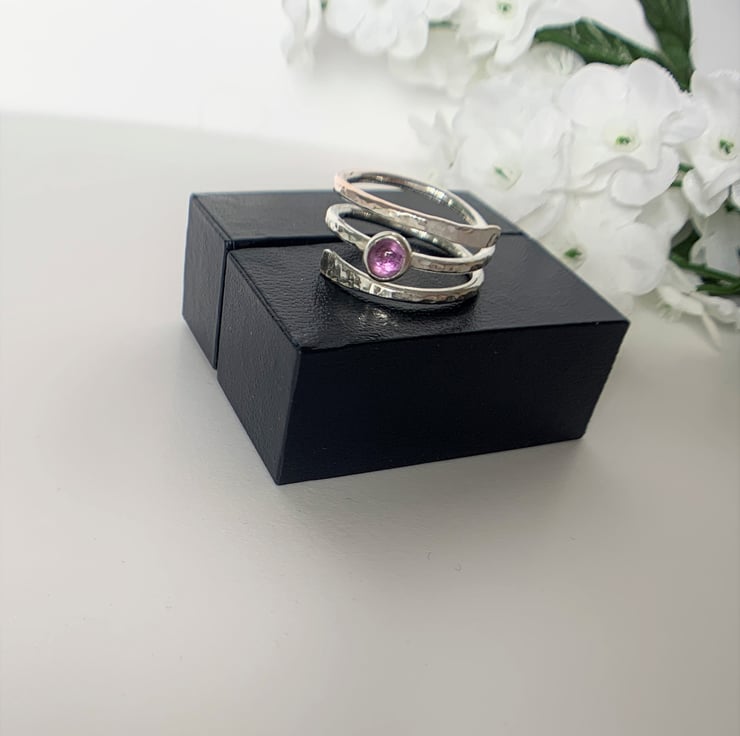 Eco Sterling Silver Wrap Ring with Amethyst Cab... - Folksy