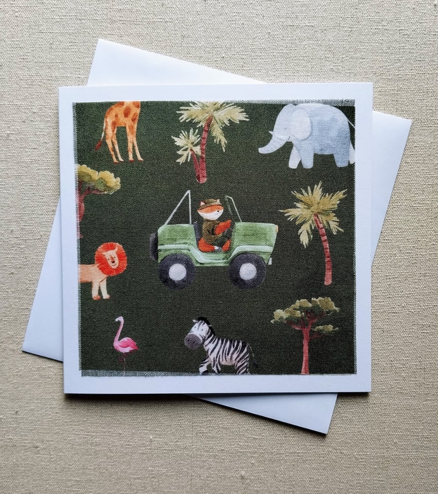 Jungle Fabric Birthday Card - Folksy