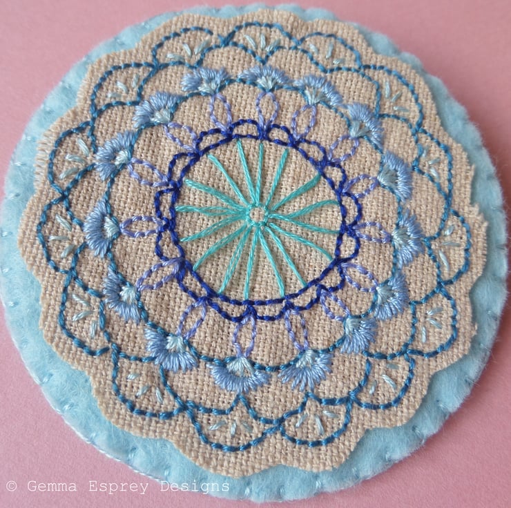 Hand-stitched Brooch - Doily Brooch - Ice - Folksy