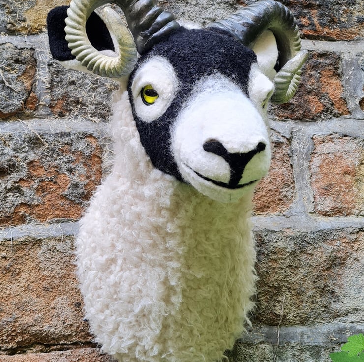 Faux Swaledale sheep head - Ilkley the sheep - Folksy