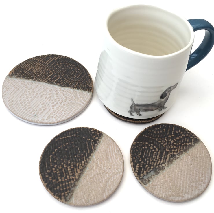 Bespoke ceramic coasters, tea pot stand, handma... - Folksy