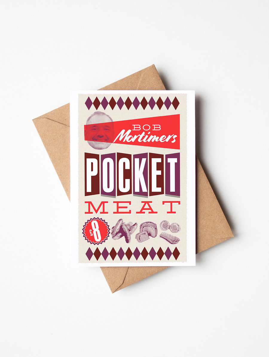 Bob Mortimer Pocket Meat A6 greetings card with... - Folksy