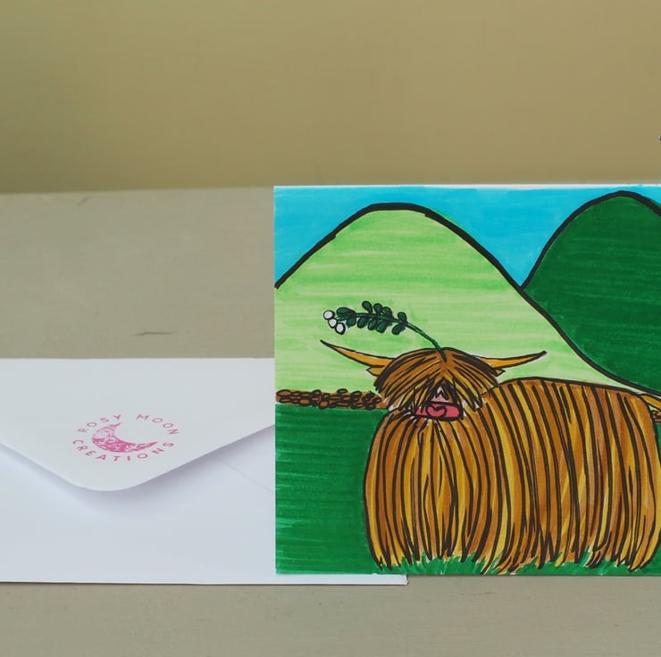 Highland Cow Card - Folksy