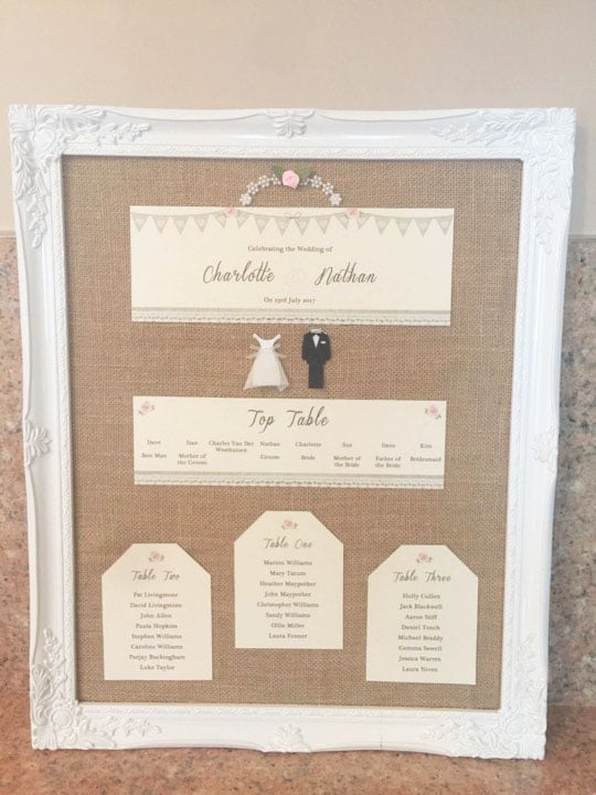 Personalised wedding table plan individual card... - Folksy
