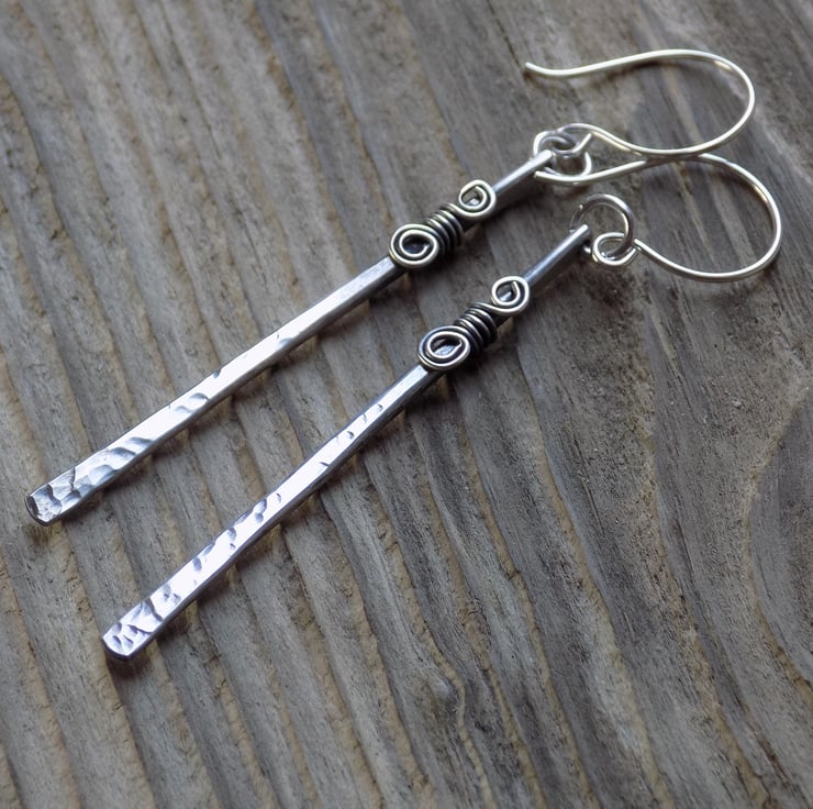 Sterling silver hand forged wire wrapped dangle... - Folksy