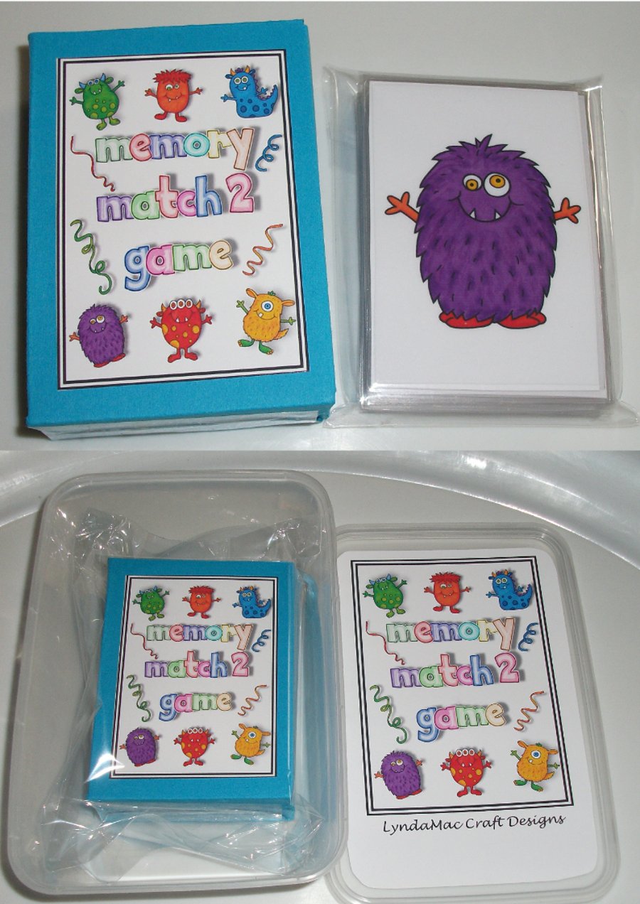 Children's cartoon Monster memory match 2 card ... - Folksy