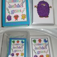 Children's cartoon Monster memory match 2 card ... - Folksy