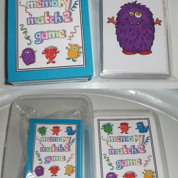 Children's cartoon Monster memory match 2 card ... - Folksy