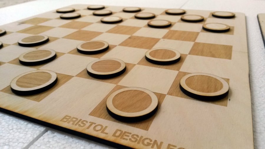Minimal Draughts Set - Laser Cut Draughts Set - Folksy