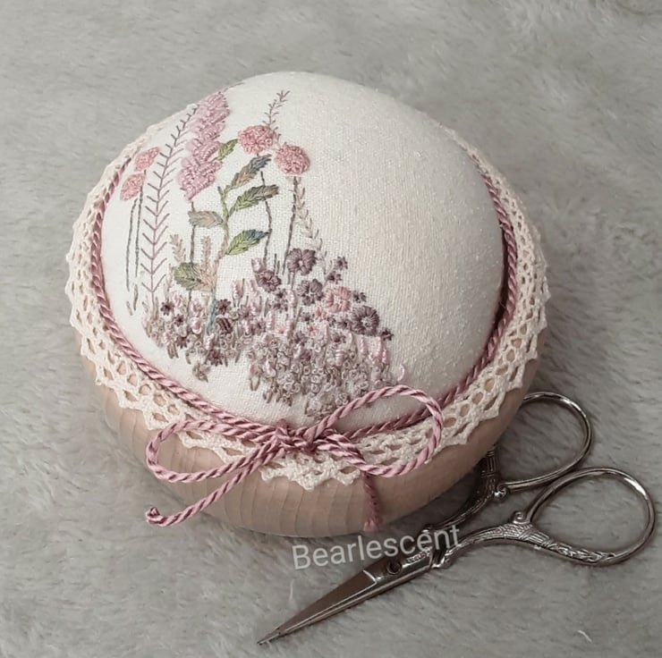 Hand Embroidered Cupcake Pin Cushion, unique pi... - Folksy