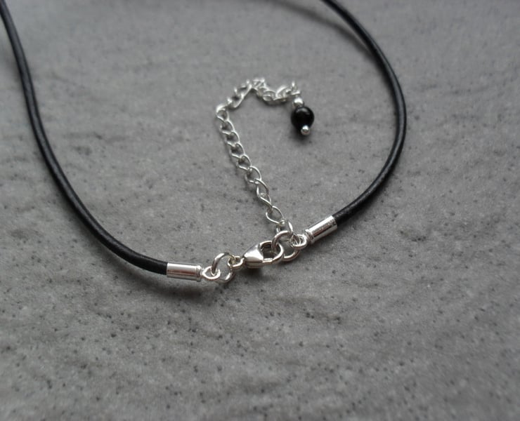 Sterling Silver Bar Drop Pendant With Black L... - Folksy