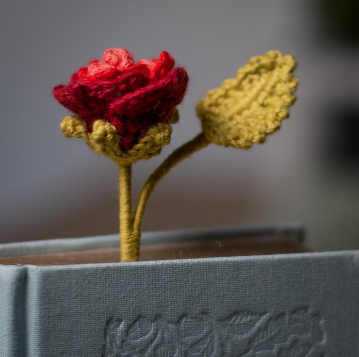 Red Rose Crochet Bookmark - Folksy