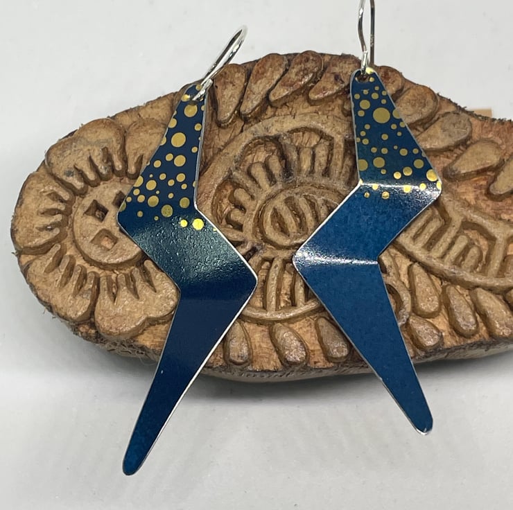 Lightning Recycled Gift Tin Earrings on Silver ... - Folksy
