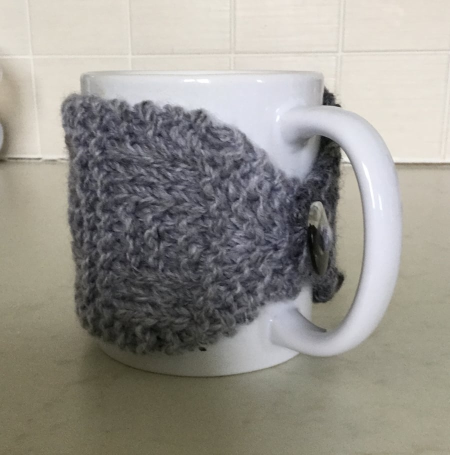 Hand Knitted Mug Hugs Set of 2 in Shades of Grey - Folksy