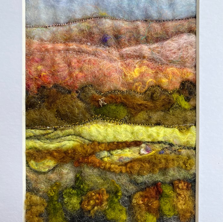 Embroidered Moorland landscape wet felting. - Folksy