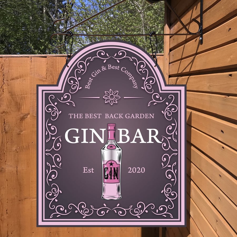 The Best Gin Bar - Hanging personalised bar sign - Folksy