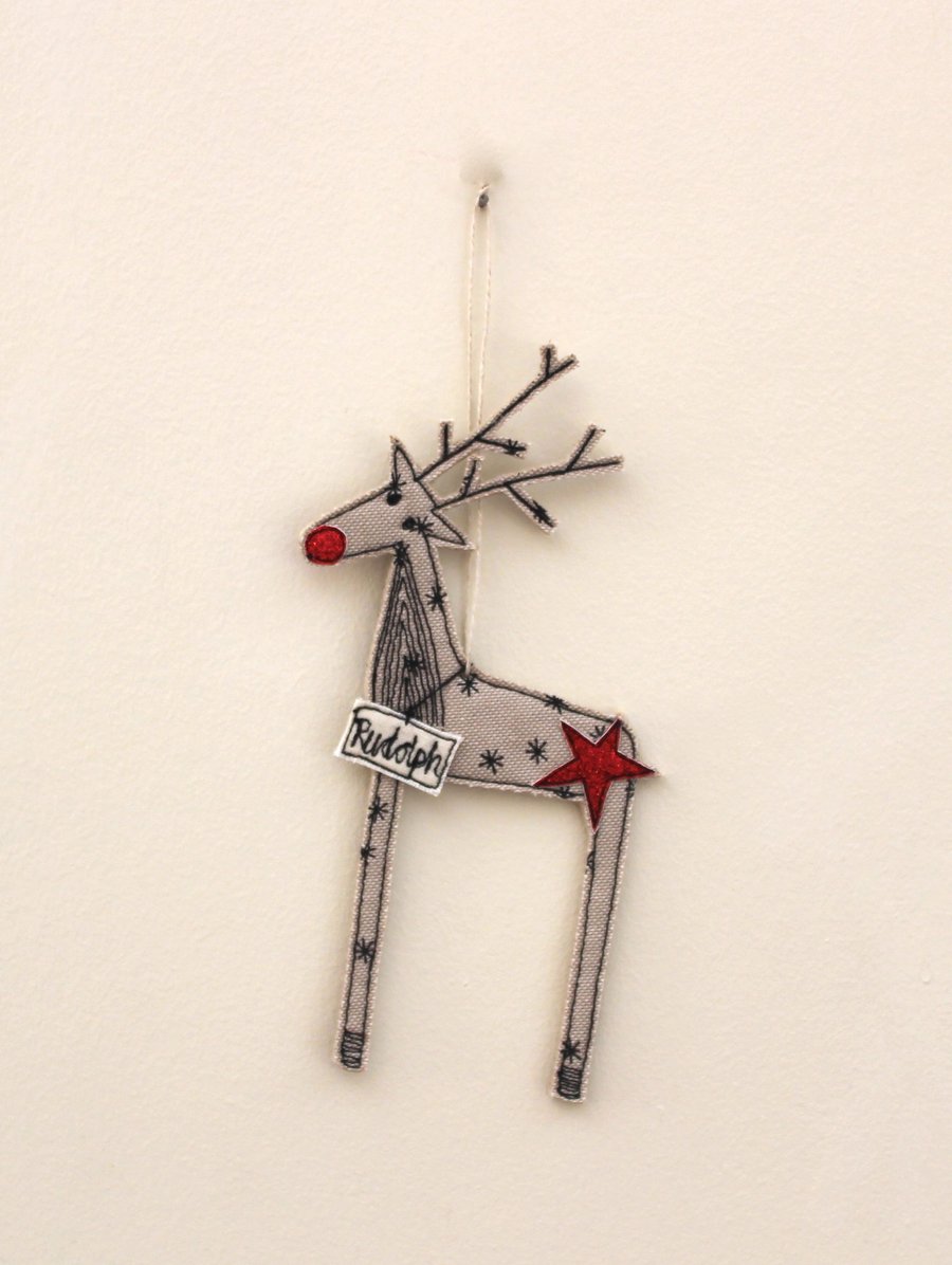 Rudolph the Reindeer - Hanging Decoration - Folksy