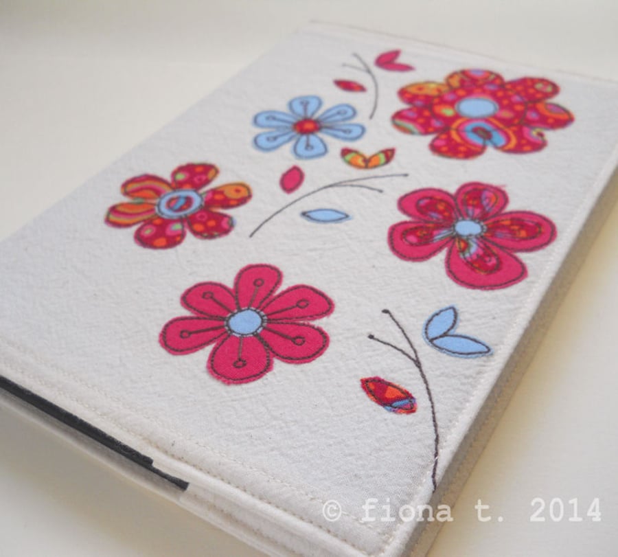 A5 embroidered flowers notebook - Folksy
