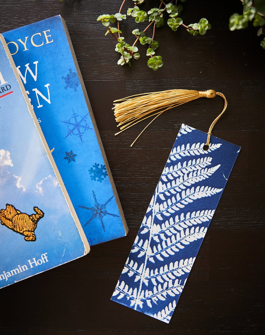 bookmark "Fern III", original cyanoty... - Folksy