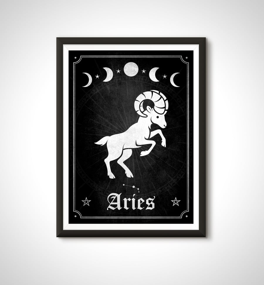 Aries Astrology Horoscope Gothic Star Sign Birt... - Folksy
