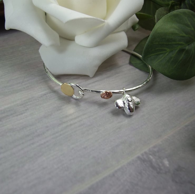 Sterling Silver Tension Bangle with Clasp and B... - Folksy
