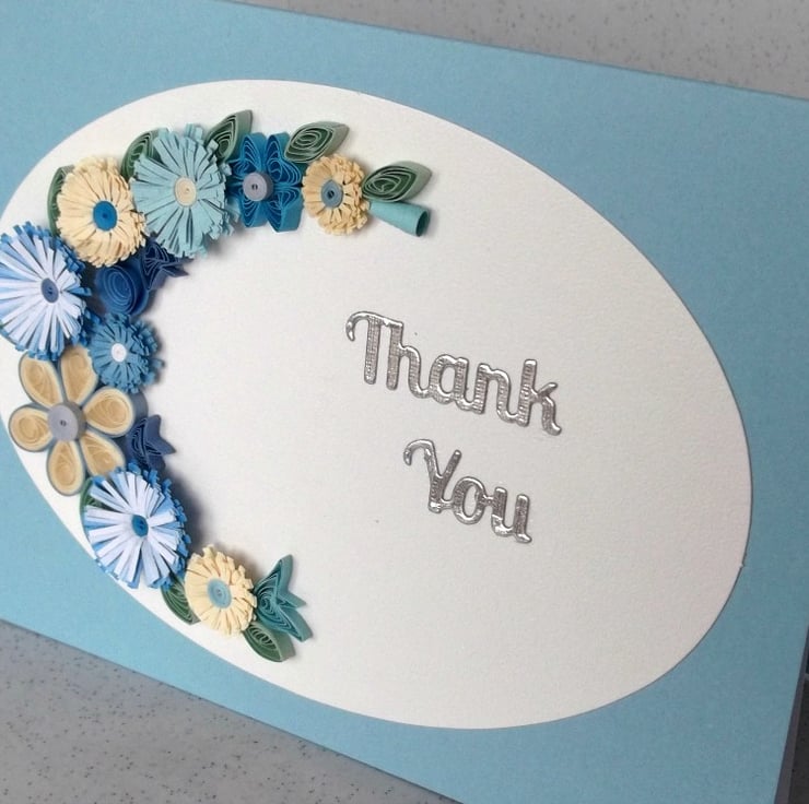 Quilled thank you card - Folksy