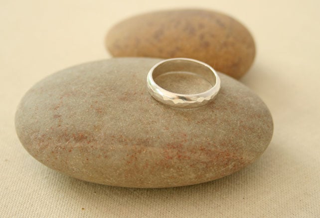 Sterling Silver Textured, Shiny, Handmade Ring - Folksy