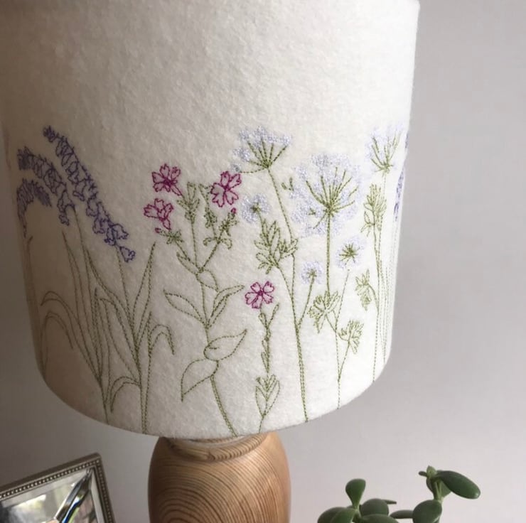 Cornish Hedgerow Embroidered lampshade - Folksy