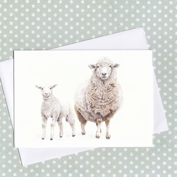Sheep and Lamb Card - Folksy