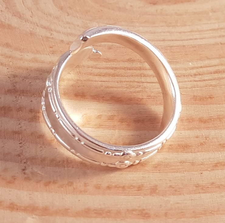 Sterling Silver Upcycled Laurel Spoon Handle Ring - Folksy