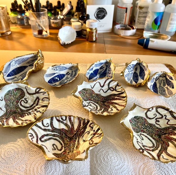 Octopus Dorset Scallop Shell Trinket And Jewell... - Folksy