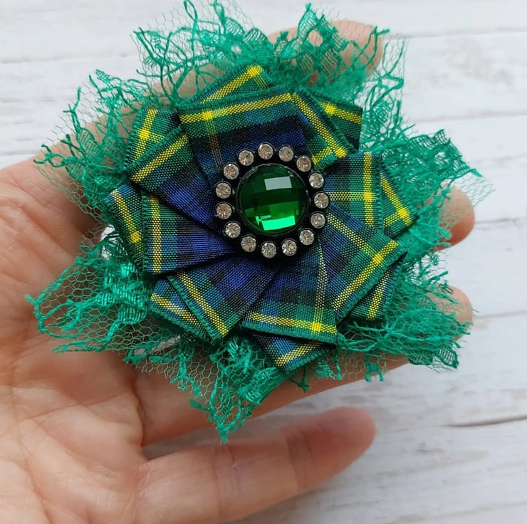 Small Emerald Green Lace Gordon Tartan Crystal ... - Folksy