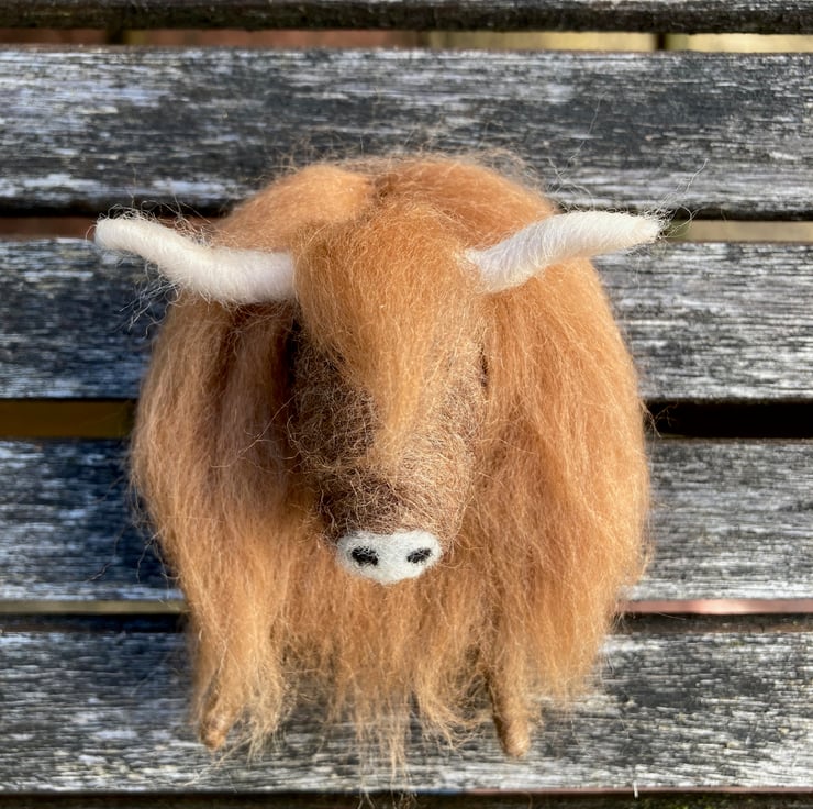 3D mini highland cow wall plaque needle felted - Folksy