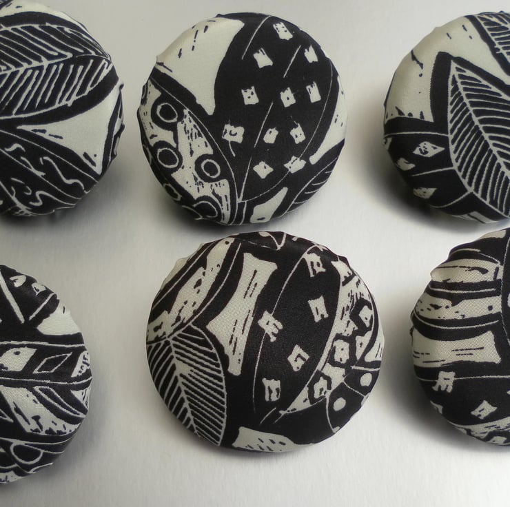 Six Extra Large, Handmade Fabric Buttons, Cream... - Folksy