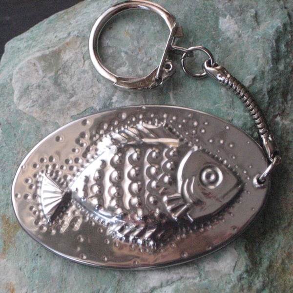 Handmade Fish Keyring in Pewter - Folksy