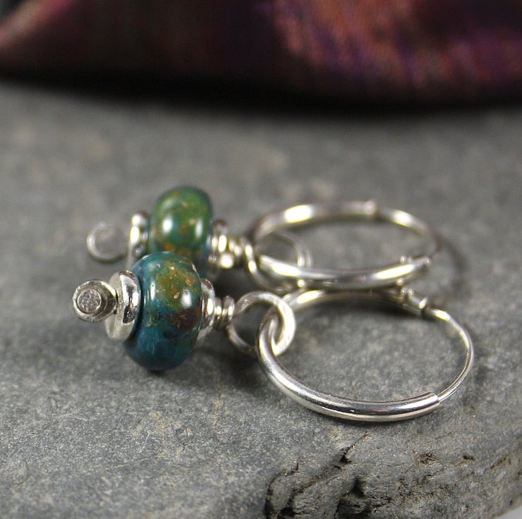 Peruvian opal sterling silver earrings - Folksy